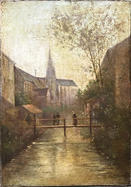 19TH CHT . Barbizon School Original Oil Painting River, Signed, Framed ...