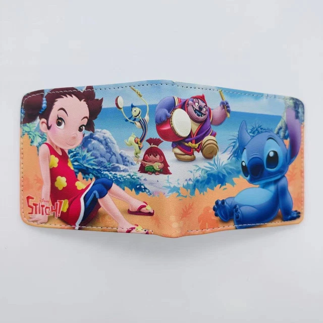 LILO & STITCH Angel PU short Bi-fold wallets with ID card holder coin ...