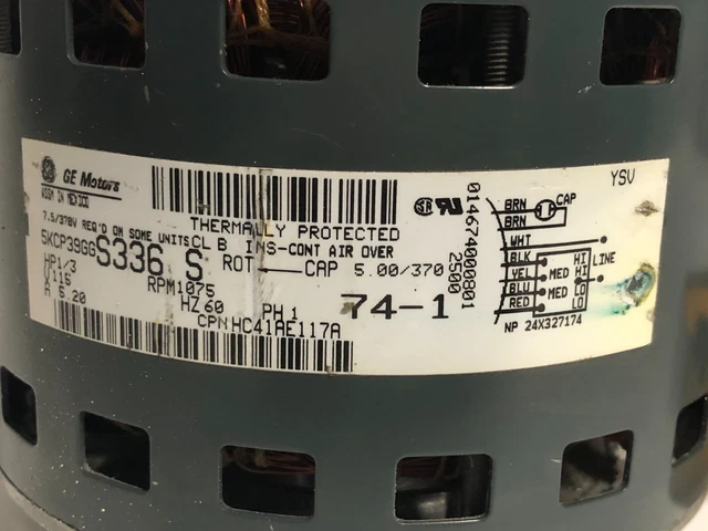 GE 5KCP39GGS336S BLOWER Motor HC41AE117A,new capacitor $104.67 ...