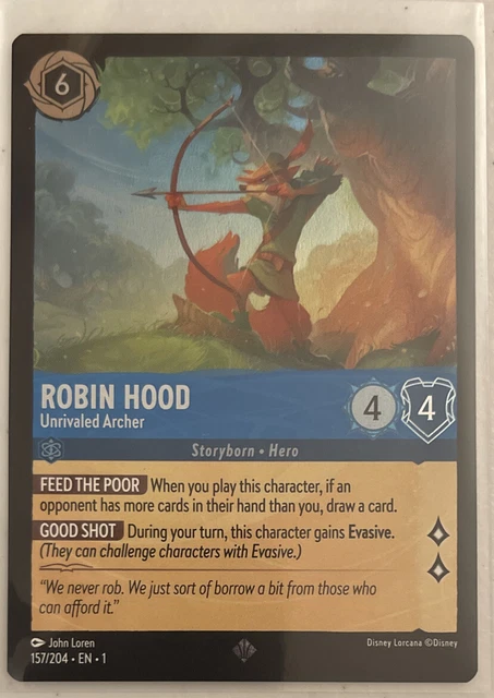 2023 DISNEY LORCANA TCG Robin Hood Unrivaled Archer SUPER RARE FOIL 157 ...