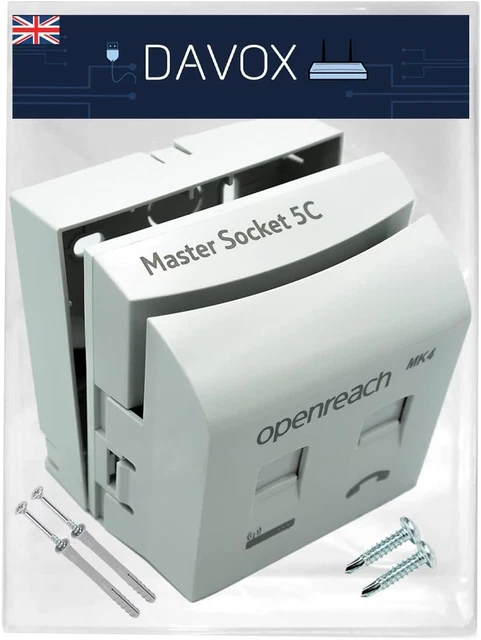 BT OPENREACH NTE5C MK2 Master Telephone Socket + MK4 Faceplate + Back ...
