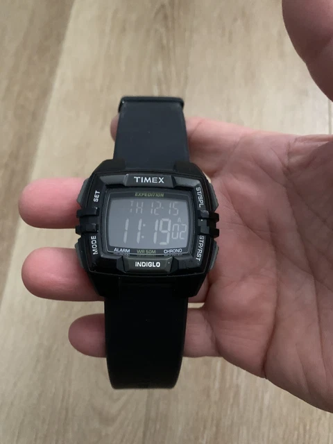 TIMEX INDIGLO EXPEDITION Digital Watch Chrono Alarm M262 Black ...
