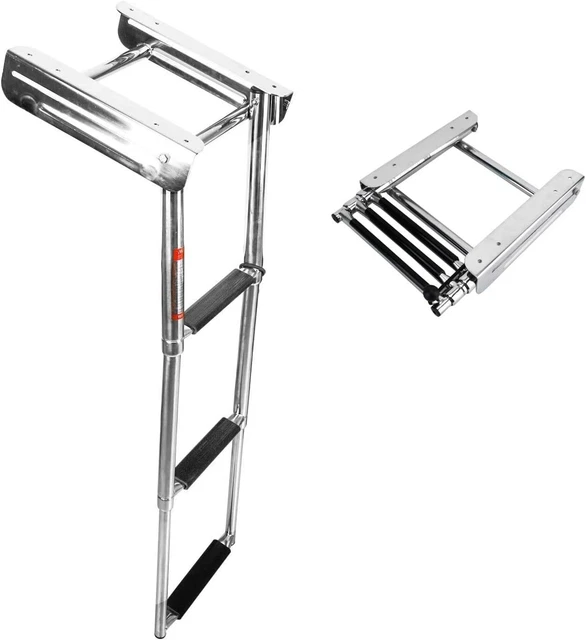 3 STEP BOAT Ladder Marine Ladder Under Platform Ladder Slide Mount ...