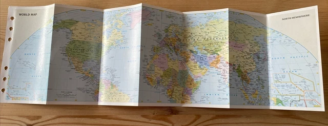 ORGANISER-RARE WORLD MAP-UNUSUAL 14 Side Fold Out Edition-Filofax ...