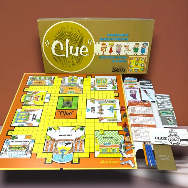 VINTAGE 1960 CLUE Board Game Parker Bros 100% Complete Salem ...