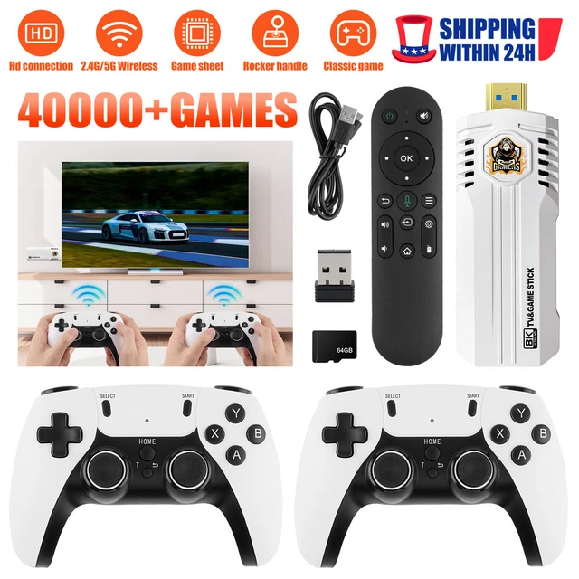 VIDEO GAME CONSOLE Retro TV Stick 64G 4K HDMI 2 Wireless Controller ...