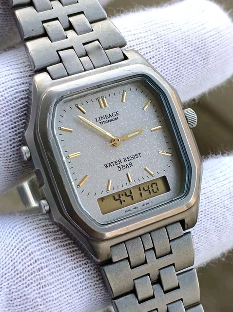 CASIO LINEAGE TITANIUM 1302 Analog Digital Alarm Quartz LIN-154 Japan ...