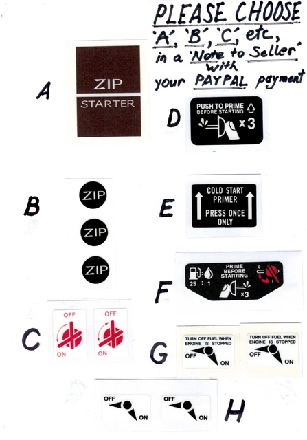 VICTA ZIP, PRIMER, Fuel Tap Vintage Mower Repro Decals $3.00 - PicClick AU