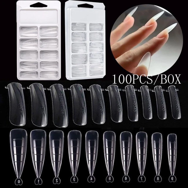QUICK BUILDING 100PCS Sculpted Nail Tips French Nail Acrylic Nailnew ...