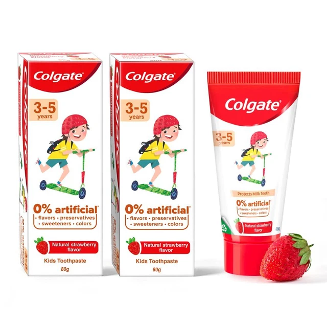 COLGATE TOOTHPASTE FOR Kids Natural Strawberry Flavour 80 gr Tube free ...