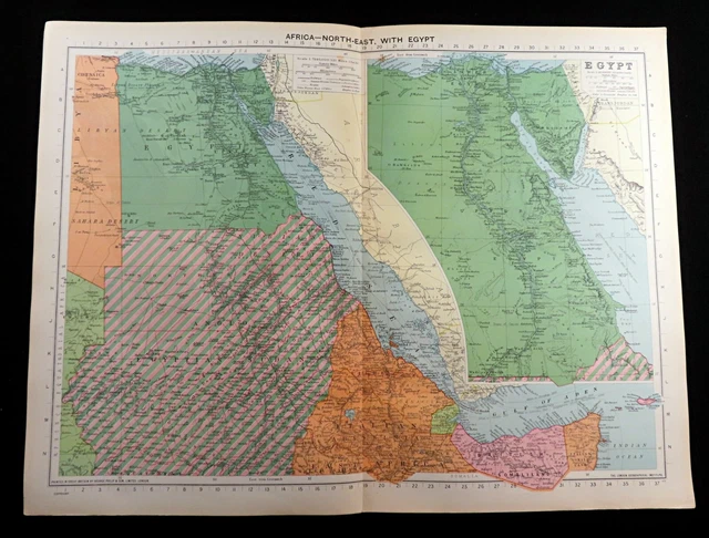 WW2 MAP OF Angola Egyptian Sudan Egypt Somaliland Wartime War Geography ...