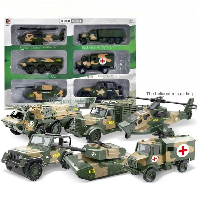 DIY HELICOPTER TANK Toy Military Vehicle Pull Back Cars Alloy Metal Car ...