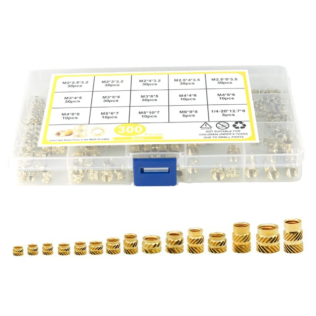 M2-M6 BRASS KNURLED Nut Threaded Heat Set Inserts for Plastic 3D ...