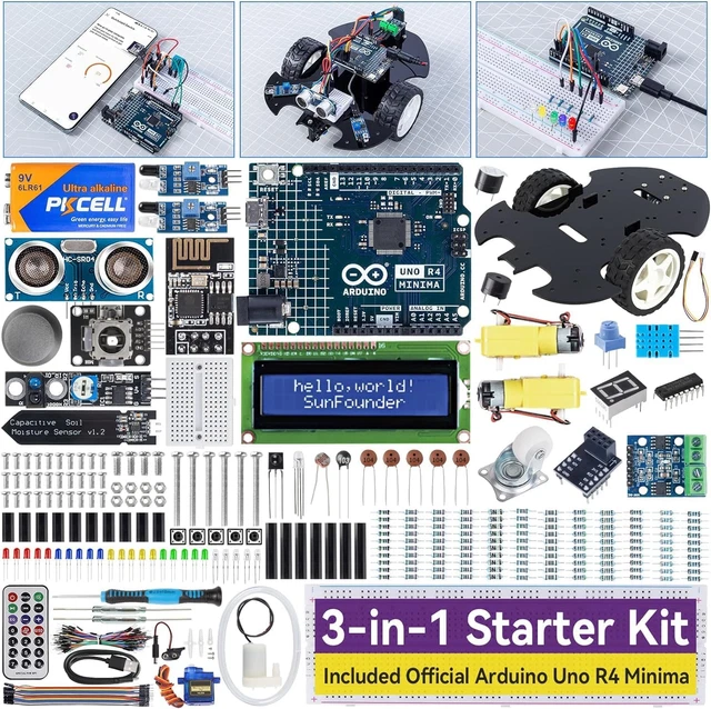 ULTIMATE STARTER KIT Con Originale Arduino UNO R4 Minima, 3 in 1 Iot ...