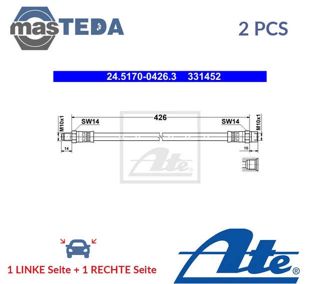 245170-04263 BREMSSCHLAUCH BREMSLEITUNG Vorne Ate 2Pcs Für Mercedes ...