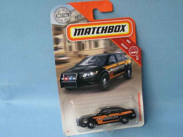 MATCHBOX FORD POLICE Interceptor Black State police Car Toy Model 75mm ...