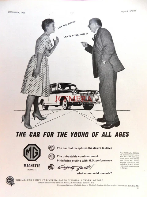 MG 'MAGNETTE' SALOON 1960 Motor Car Print #4 - Original Auto Advert £3. ...