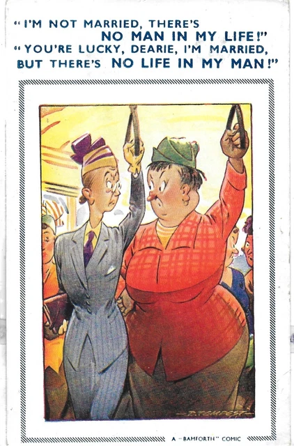 VINTAGE COMIC HUMOUR Bamforth Postcard,Tempest"No Man In My Life !"1960 ...