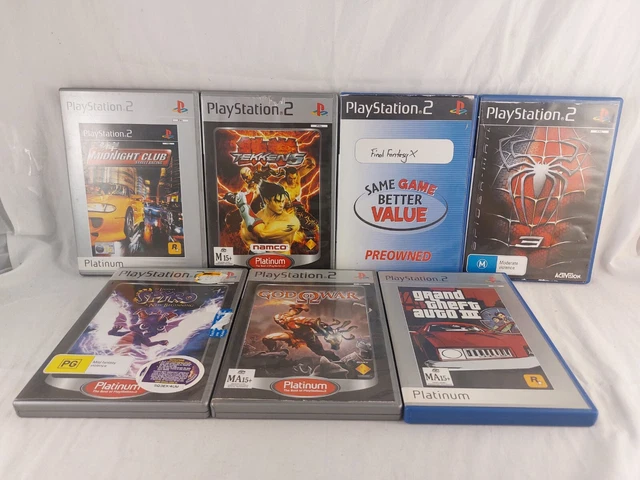 SONY PLAYSTATION 2 PS2 Game Bundle 7 Games GTA TEKKEN SPIDERMAN God Of ...