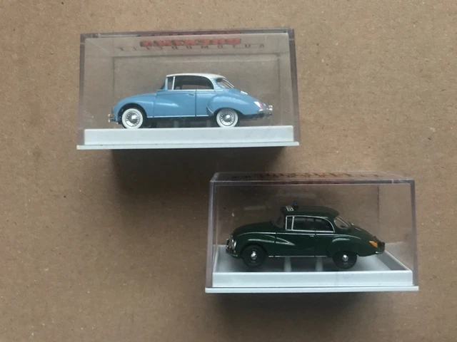 BREKINA 1:87 2x DKW Auto Union 1000 S Polizei sowie hellblau/ Dach weiß ...
