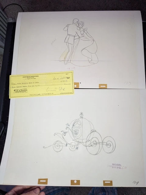 CINDERELLA ANIMATION CEL Art MODEL SHEETS Disney Production Art BILL ...