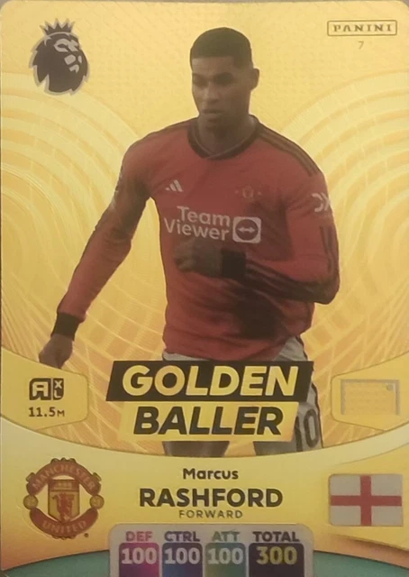 PANINI ADRENALYN XL 2024 Marcus Rashford Golden Baller # 07 MAN UNITED ...