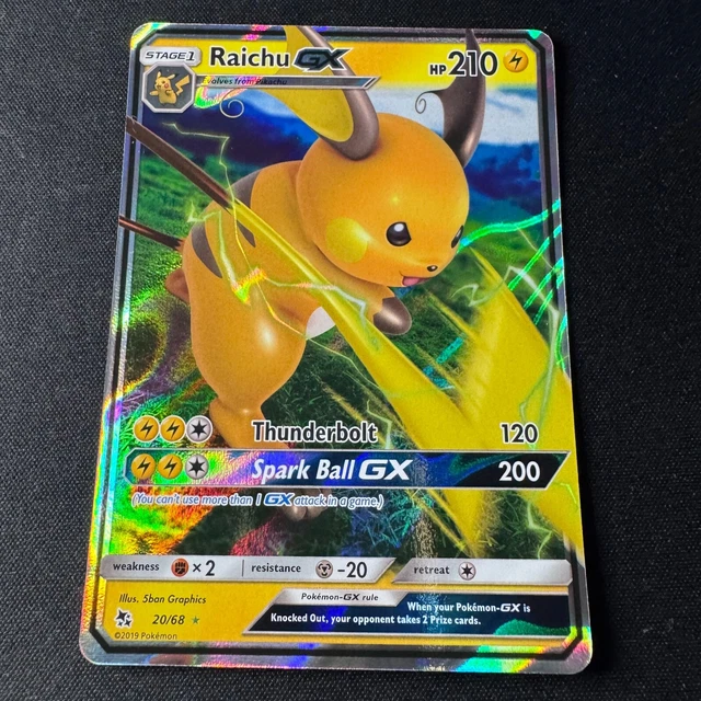 RAICHU GX 20/68 Hidden Fates Pokemon Trading Card Ultra Rare Near Mint ...