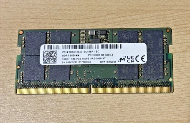 MICRON 16GB DDR5-4800 PC5-38400 SO-DIMM Laptop Memory RAM ...