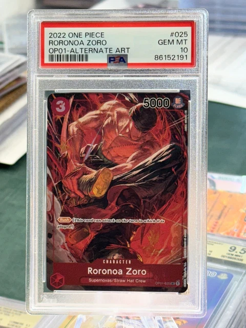 ONE PIECE TCG English Roronoa Zoro OP01-025 Par Alt AA ART PSA 10 GEMME ...