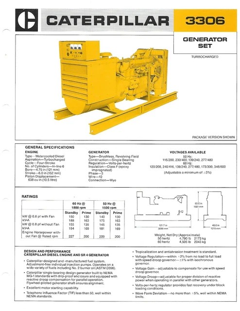 EQUIPMENT DATA SHEET - Caterpillar - 3516 Generator Set c1982 Brochure ...