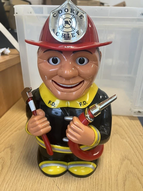 THE ORIGINAL FIREMAN Talking Cookie Chief Jar Fire Department Fun ...