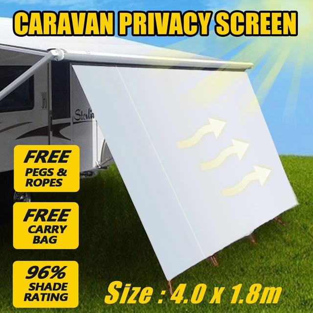 CARAVAN PRIVACY SCREENS Roll Out Awning 4x1.8M Sun Shade Top End Wall ...