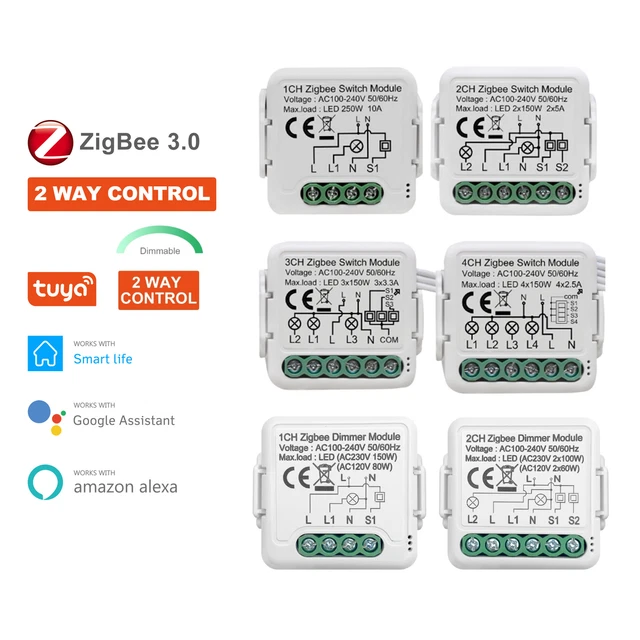 INTERRUPTEUR INTELLIGENT WIFI/ZIGBEE 3.0 module relais interrupteur d'éclairage APP télécommande ...