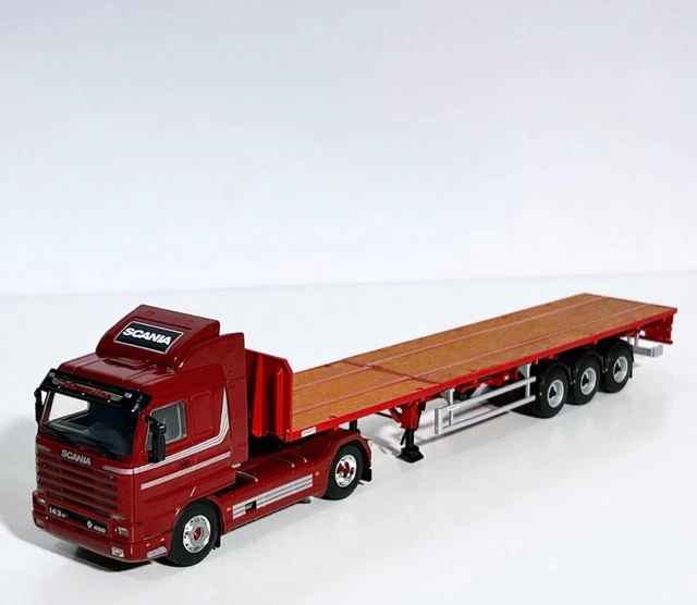 SCANIA 143 WITH flatbed trailer 3 axle(extendable) WSI truck models , 1 ...