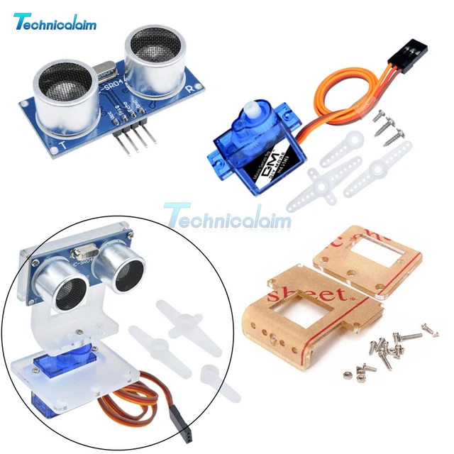 HC-SR04+SG90 MODULO SERVO a ultrasuoni + Kit staffe di montaggio auto ...
