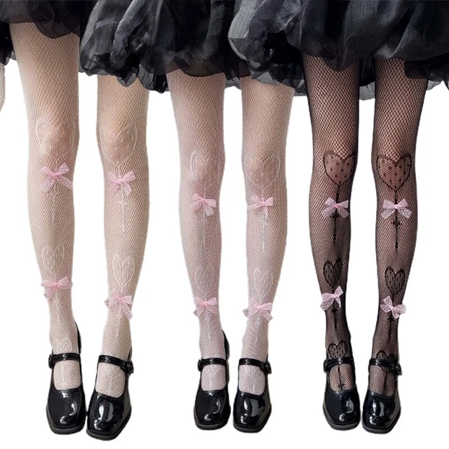 WOMEN FISHNET PATTERNED Tights Lace Stockings Tights Heart Bowknot ...