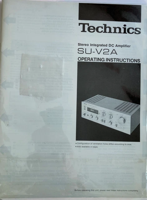 TECHNICS SU-V2A MANUAL Original EUR 10,89 - PicClick ES