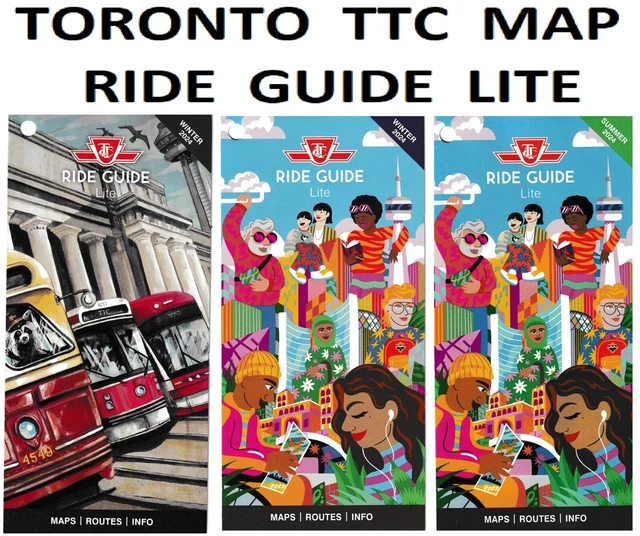 TTC 🚌🚇 RIDE Guide Lite Map 2024 Toronto Downtown Subway Bus Streetcar ...