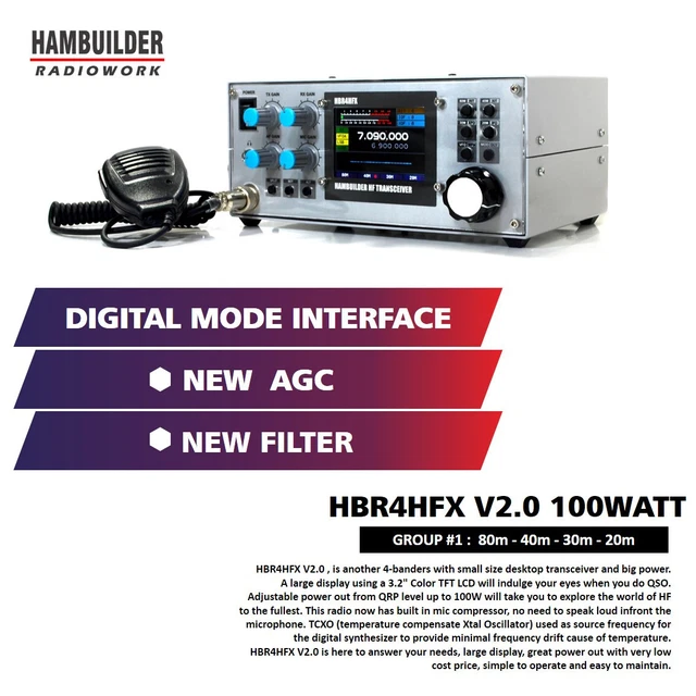 100W SSB/CW HF Transceiver (80m, 40m, 30m, 20m) HBR4HFX V2.0 $255.00 ...