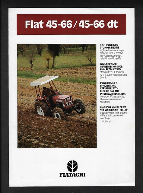FIATAGRI FIAT 45-66/45-66 dt TRACTORS SPECIFICATIONS BROCHURE 03/90 £13 ...