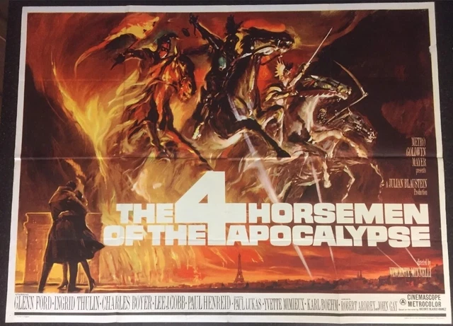 THE FOUR HORSEMEN OF THE APOCALYPSE quad poster original vintage uk ...