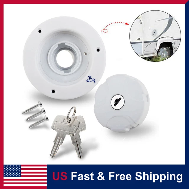 FRESH WATER LOCK Inlet Hatch Filler Cap Tank & Keys Caravan Motorhome ...