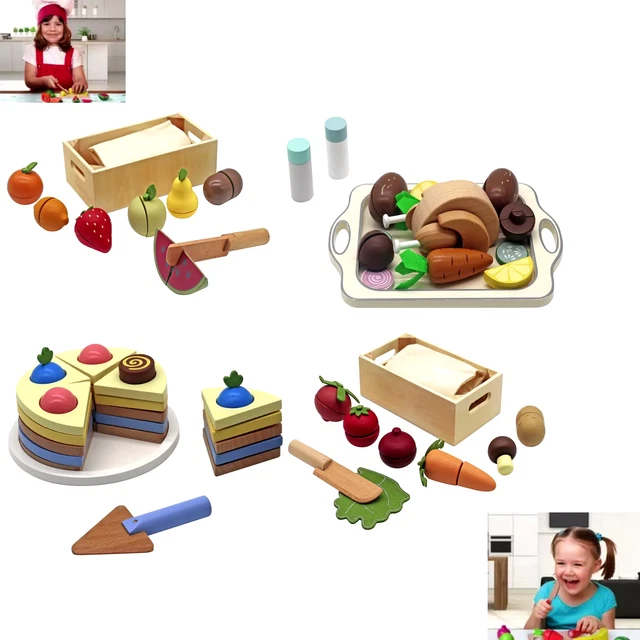 KIDS FOOD & Kitchen Cutting Set Fruits Vegetables Cake & Chicken ...