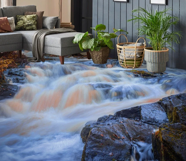 3D WATERFALL RIVER PKE759 Floor WallPaper Murals Wallpaper Mural Print ...