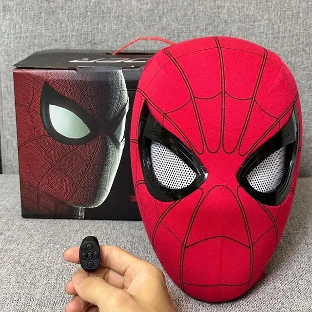 SPIDERMAN MASK WITH Ring Remote Control Eye*Cosplay Closing Blinking ...