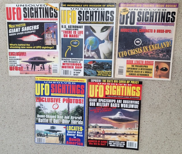 UNSOLVED UFO SIGHTINGS Magazine Vintage 1990's Lot of 10 - Aliens ...