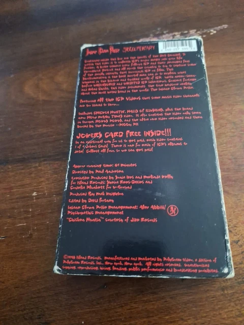 INSANE CLOWN POSSE ICP Shockumentary VHS Tape by 1998 Island Records ...