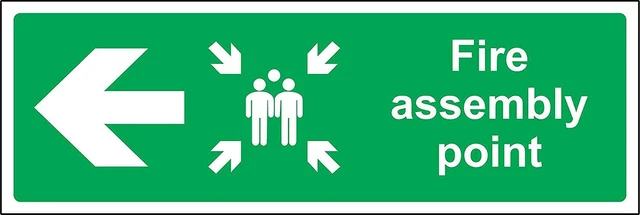 FIRE ASSEMBLY POINT directional left arrow Safety sign £2.01 - PicClick UK