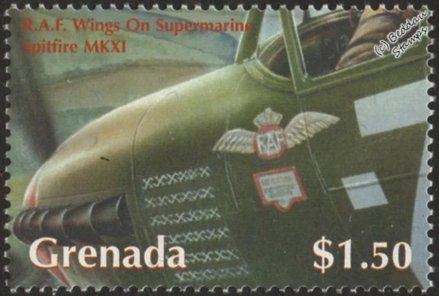 WWII RAF SPITFIRE Cockpit Aircraft Stamp (1940-2000 Battle of Britain ...