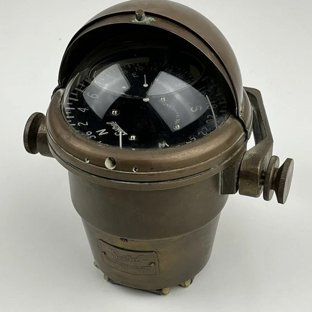 VINTAGE SESTREL SHIP Compass Brass Maritime Binnacle Gimbal England No ...
